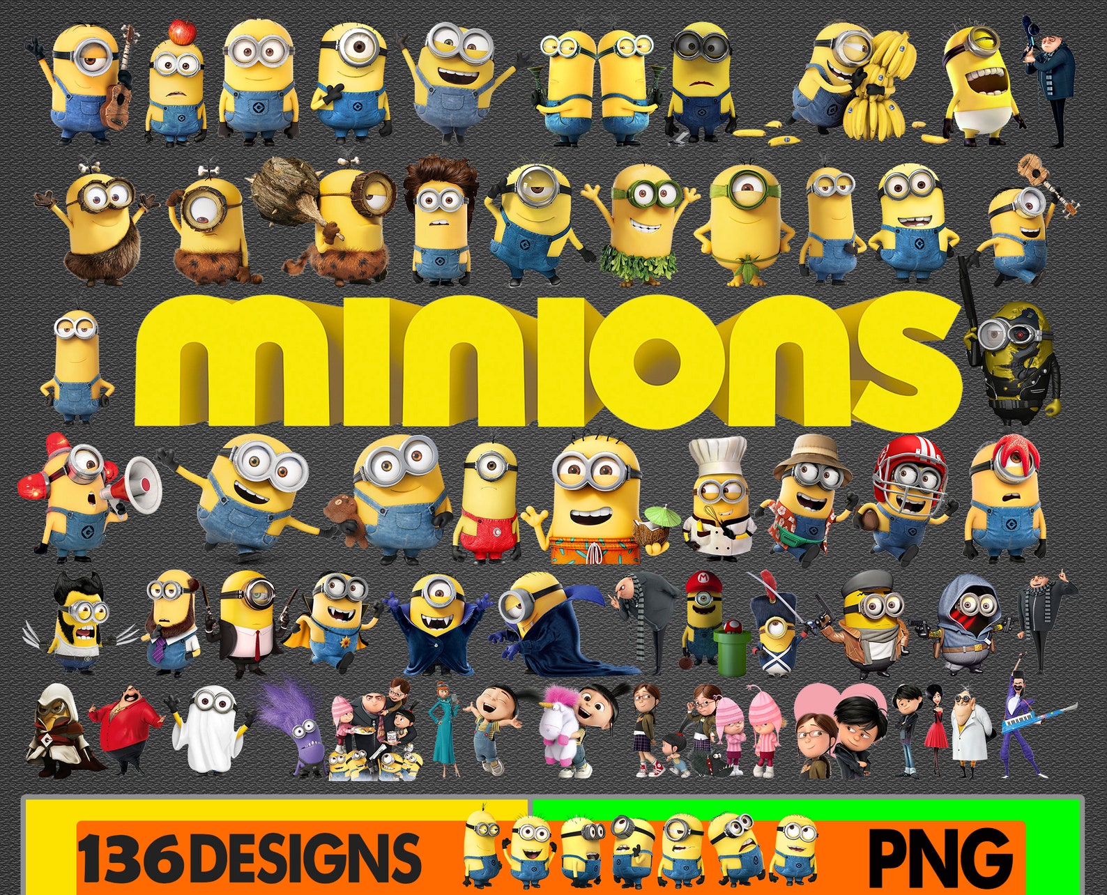 136 Cartoon Designs PNG Clipart Bundle PNG Bundle for Cricut Silhouette ...