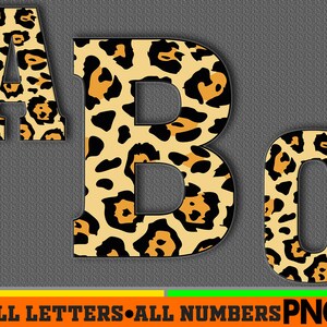 Leopard Print Alphabet 62 Letters Leopard Print Numbers PNG Font ...