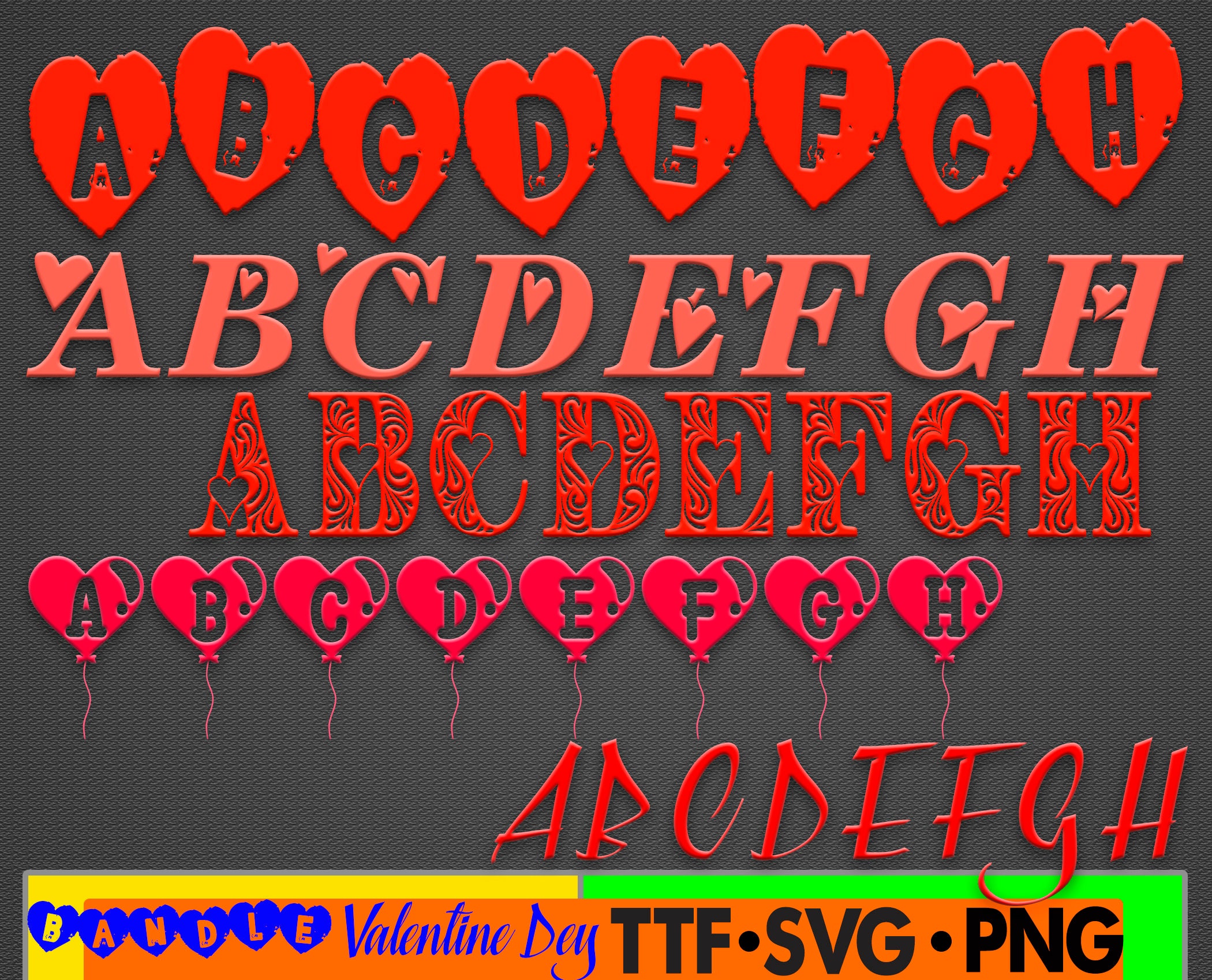Valentine fonts svg Font bundle Cricut Valentine alphabet svg | Etsy