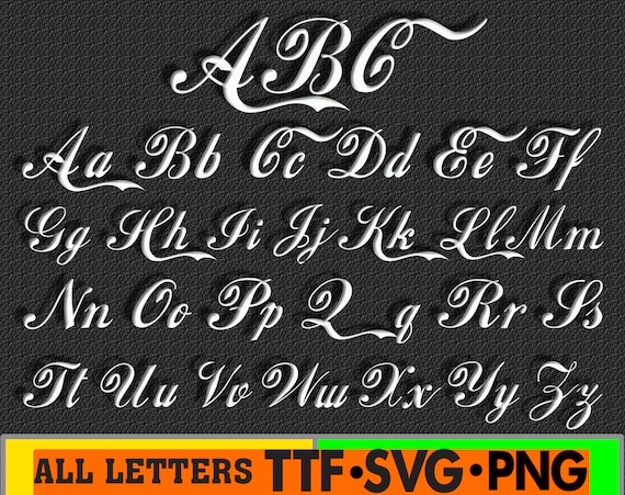 Font Alphabet Letters Svg Cursive Font Svg for Cricut Vector - Etsy
