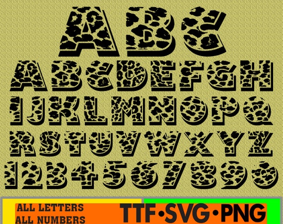 Leopard font ttf svg Leopard font png Animal font svg Leopard | Etsy
