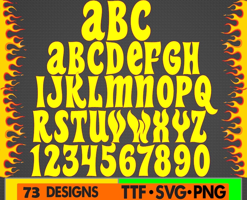 Alphabet Font Cartoon Letters SVG PNG Clipart Bundle Svg Png Fire Cut ...