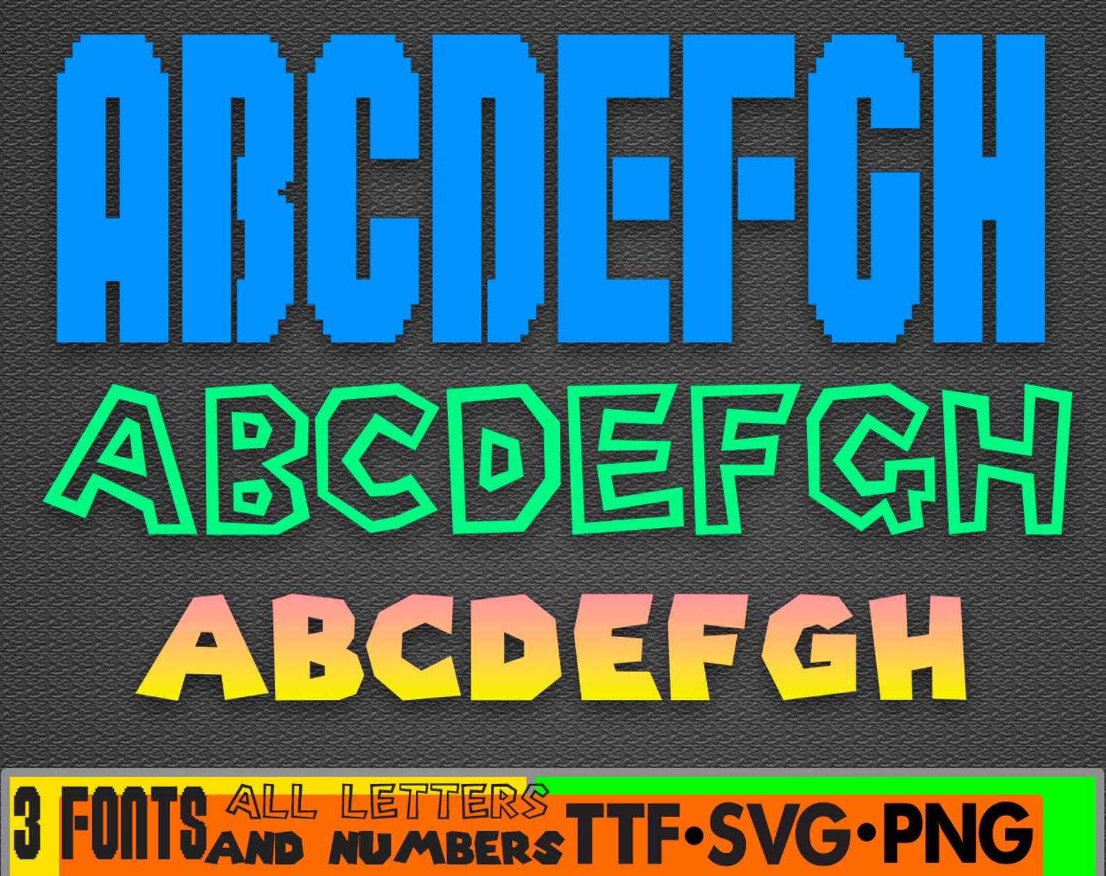 Font Game 4 Colors for Each Letters SVG & PNG Letters Numbers Clip Art ...