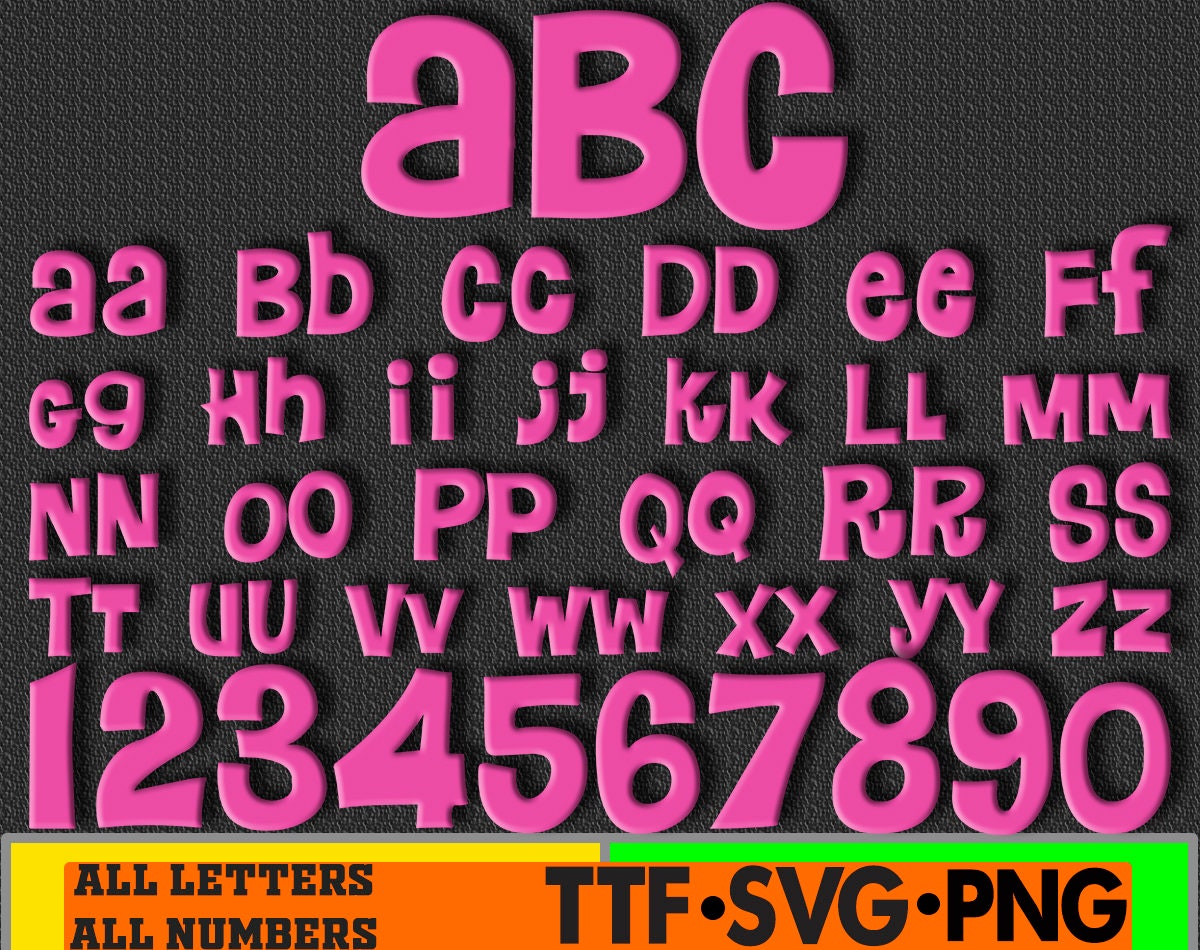 Font Cartoon Pink Letters SVG PNG Clipart Bundle Svg Png Cut File for ...