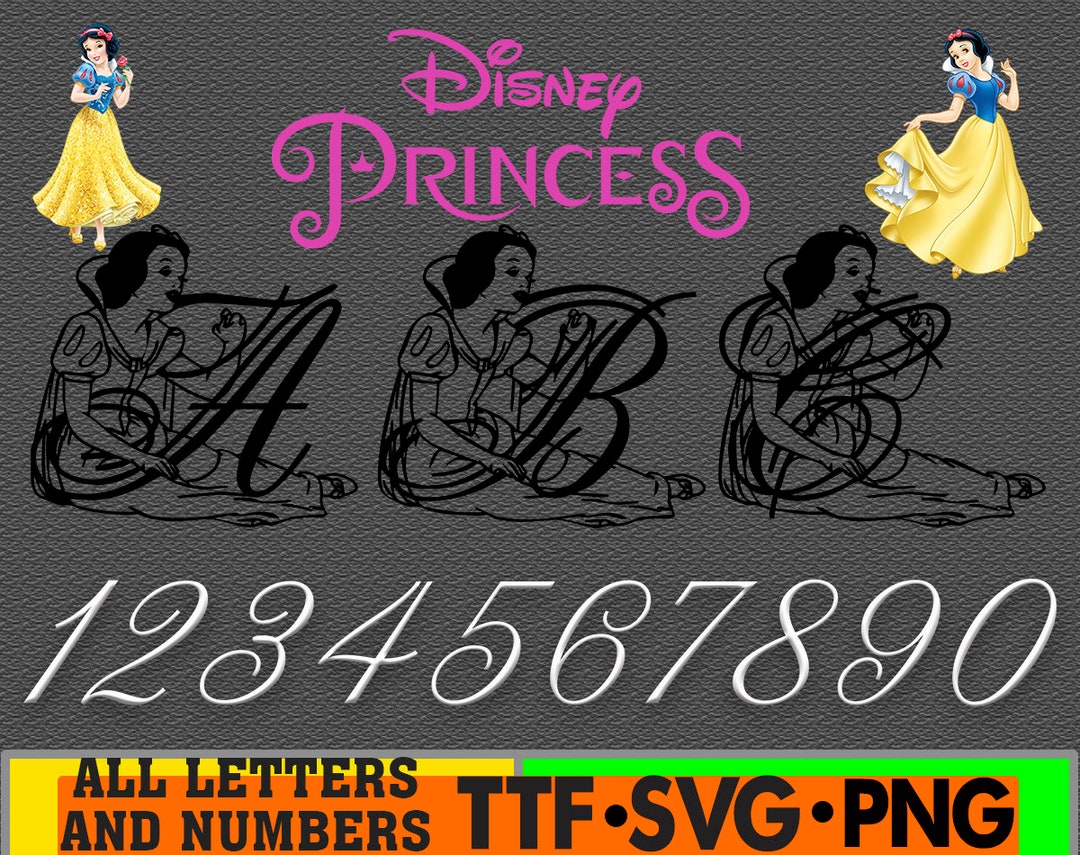 Font Cartoon Letters and Numbers SVG PNG Princess Clipart Bundle Svg ...