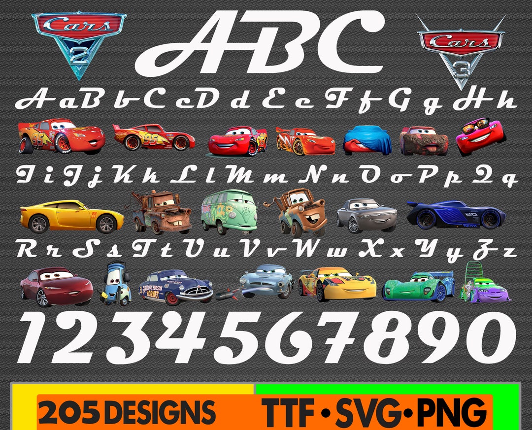 Bundle Alphabet Cars Files for Designs PNG Letters Numbers SVG ...