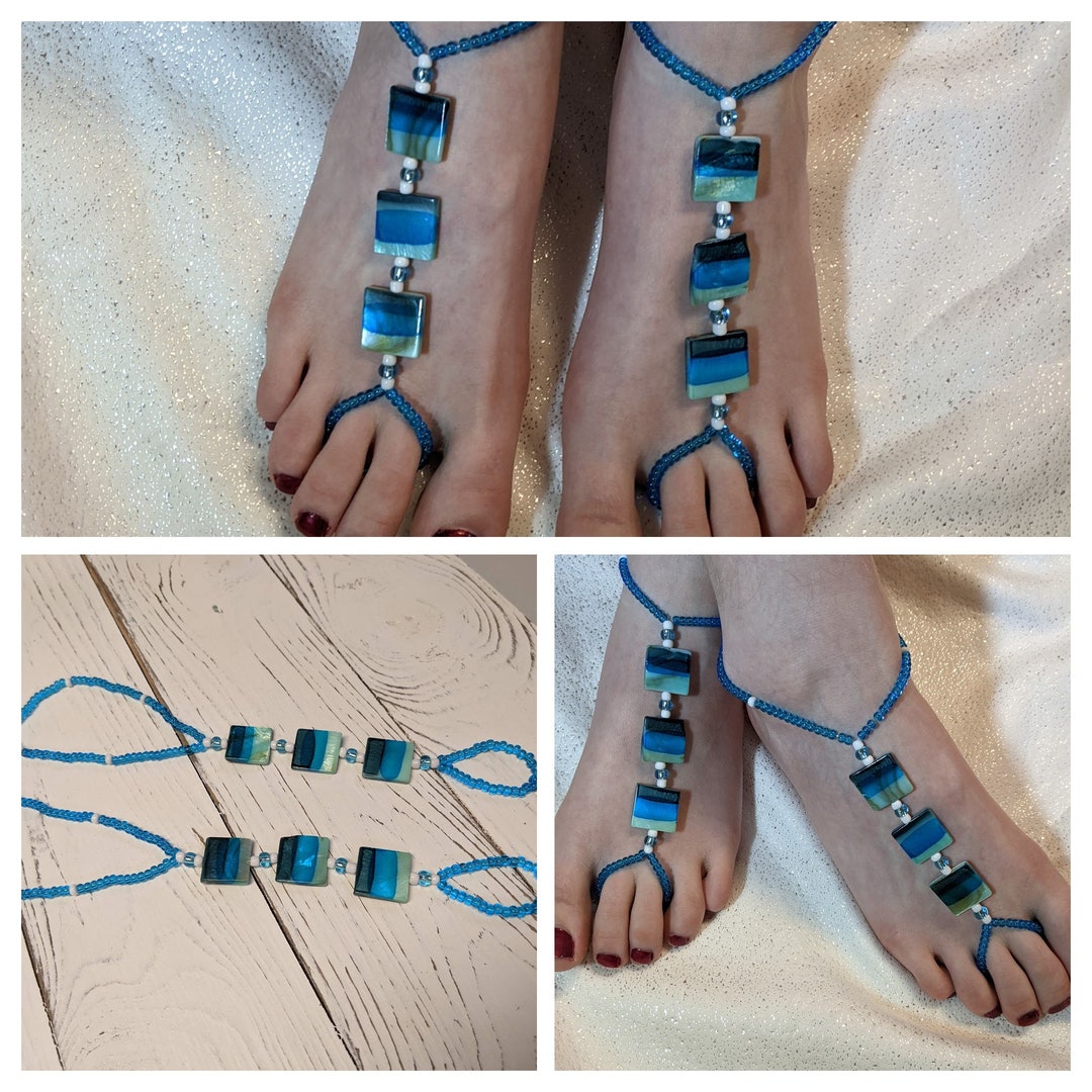 Blue Seashell Barefoot Sandals - Etsy