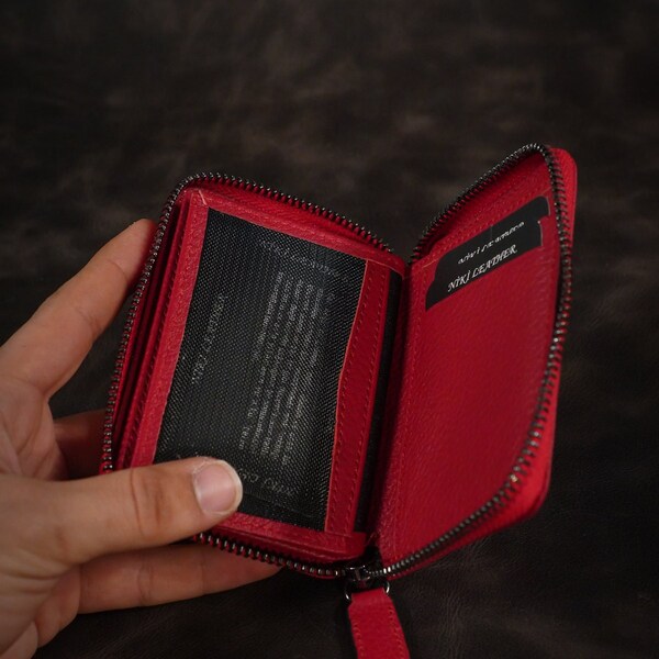 Red Leather Wallet - Etsy