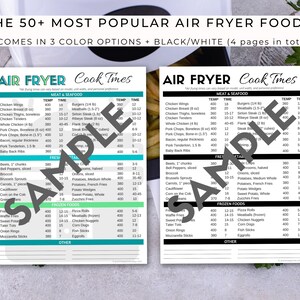 Air Fryer Cooking Chart | Printable Cheat Sheet | Air Fryer Time Chart ...