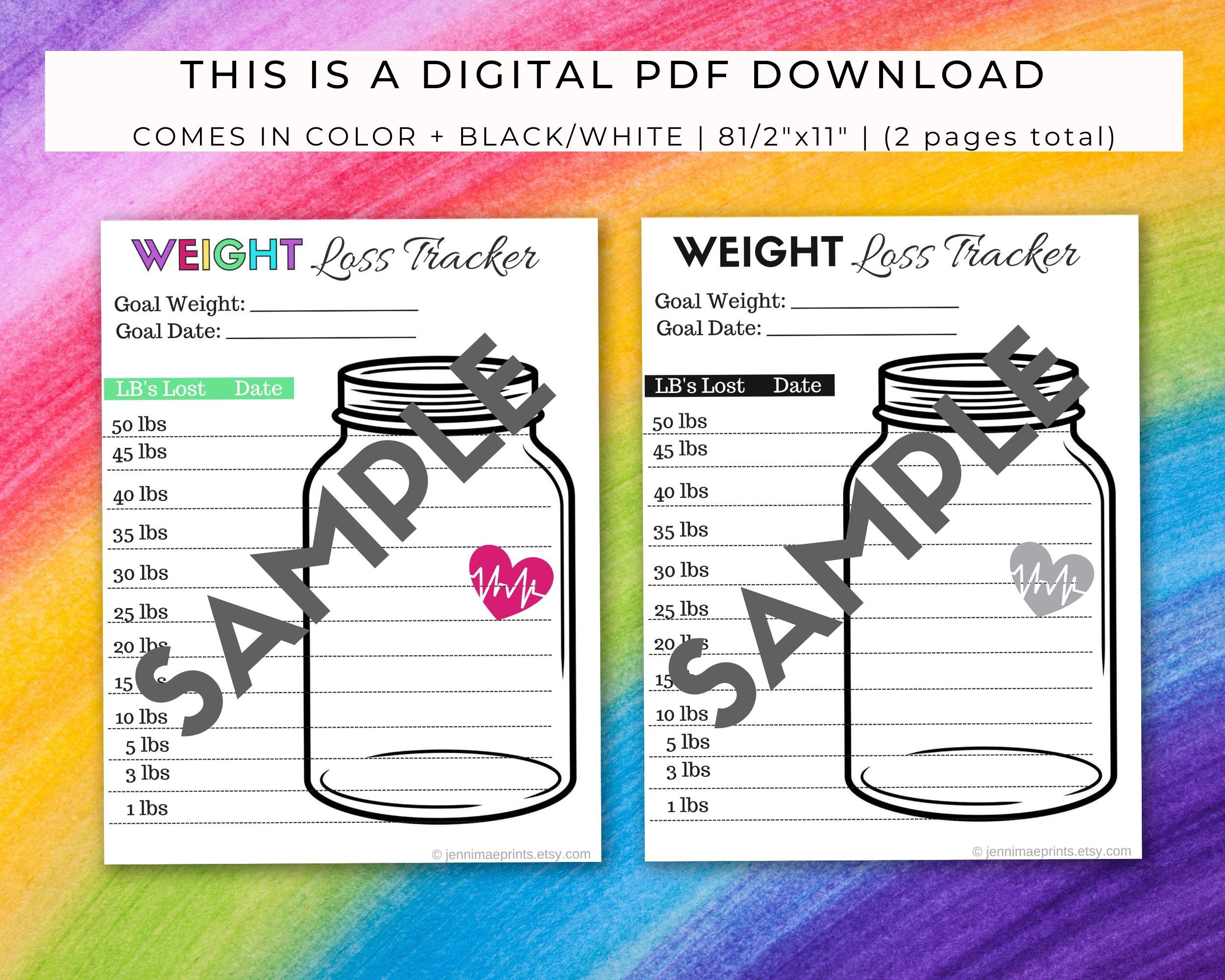 Weight Loss Tracker Printable PDF Fun Weight Loss Chart Weight Loss ...