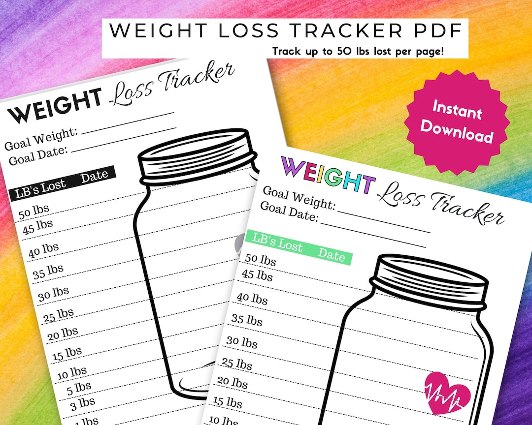 Weight Loss Tracker Printable PDF | Fun Weight Loss Chart | Weight Loss ...