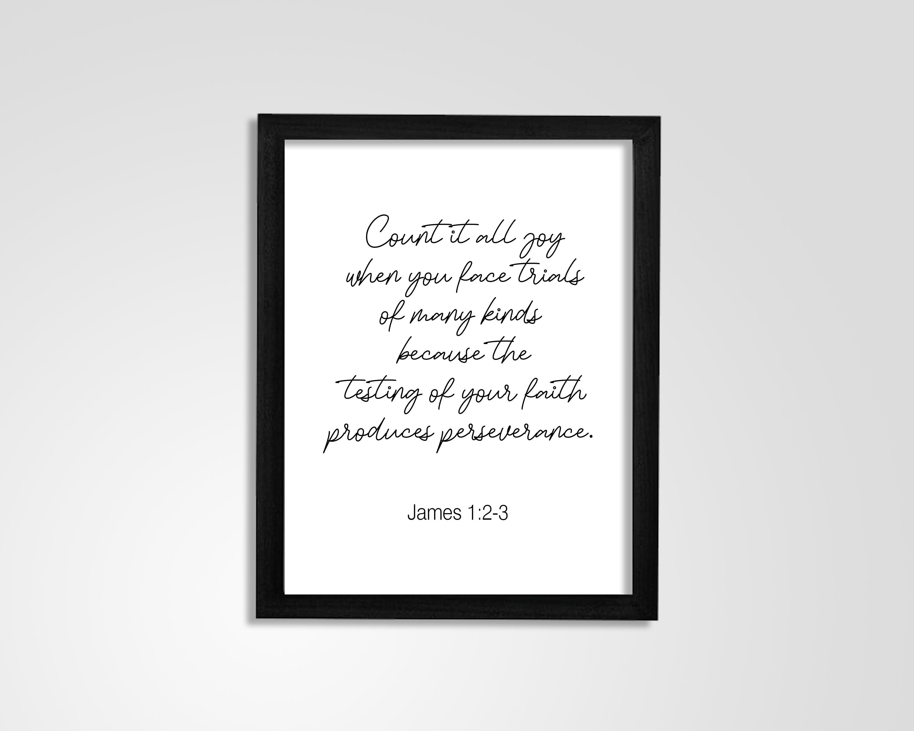 Count It All Joy When You Face Trials James 1: 2-3 Faith Digital Print ...