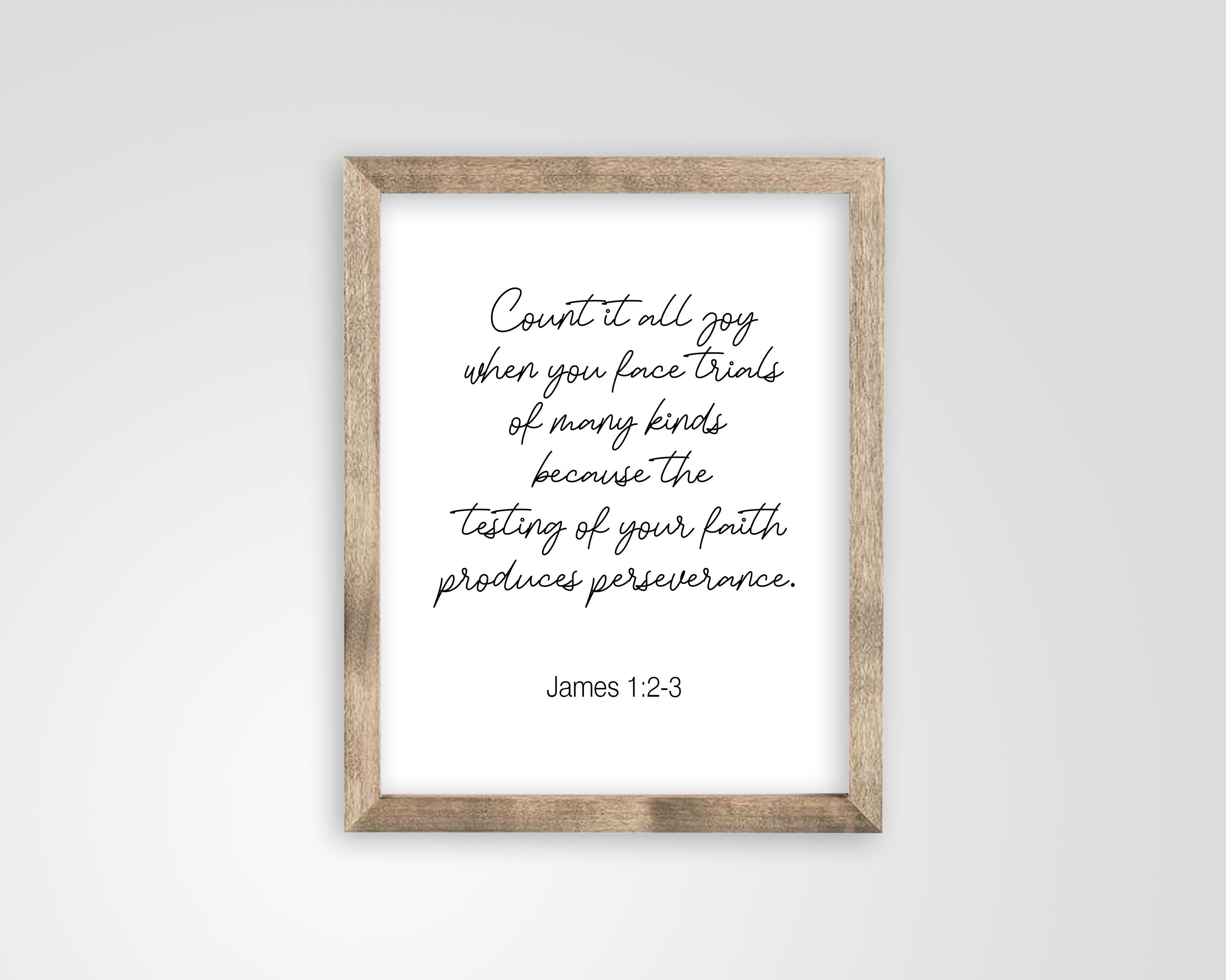 Count It All Joy When You Face Trials James 1: 2-3 Faith Digital Print ...