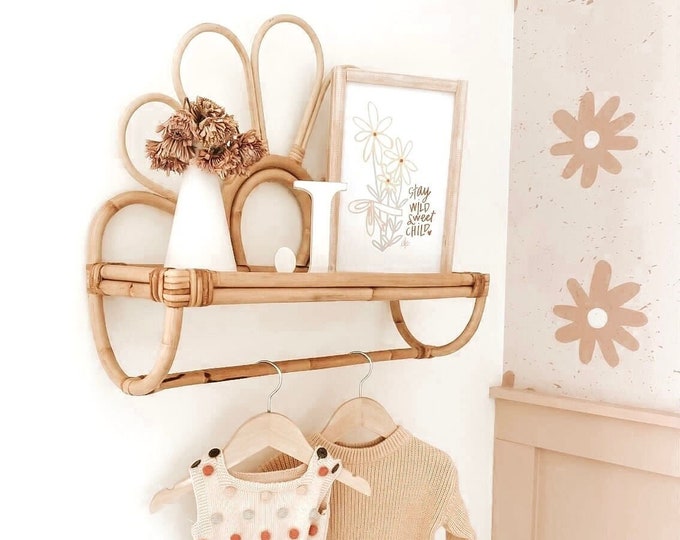 Rattan Daisy Shelf Nursery Shelf Rattan Nursery Decor Boho Nursery ...