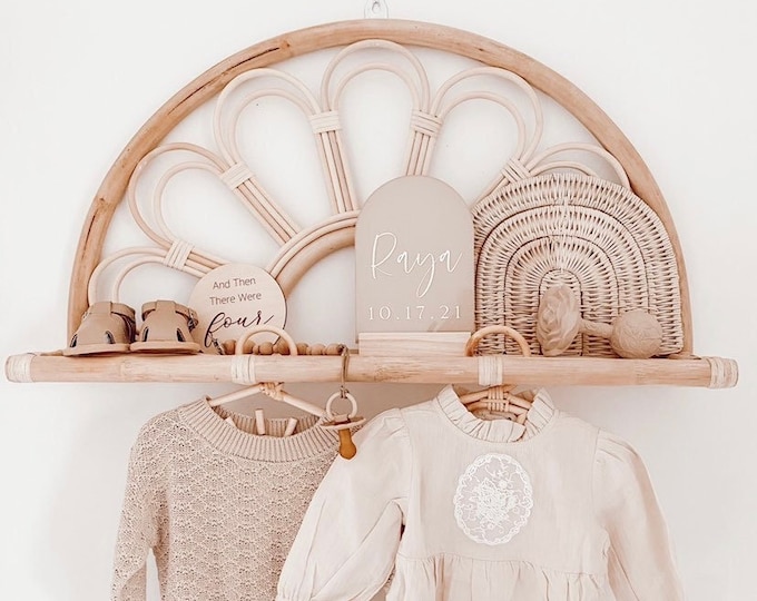 Rattan Shelf Nursery Shelf Rattan Nursery Decor Boho Nursery Decor Boho ...