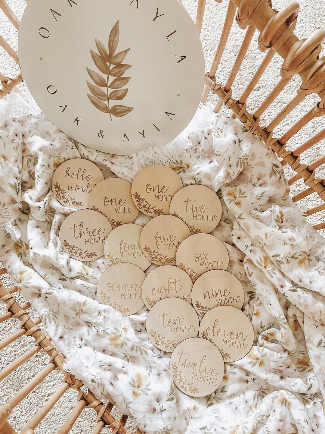 Wooden Milestone Disks Baby Milestone Disk Set Floral - Etsy