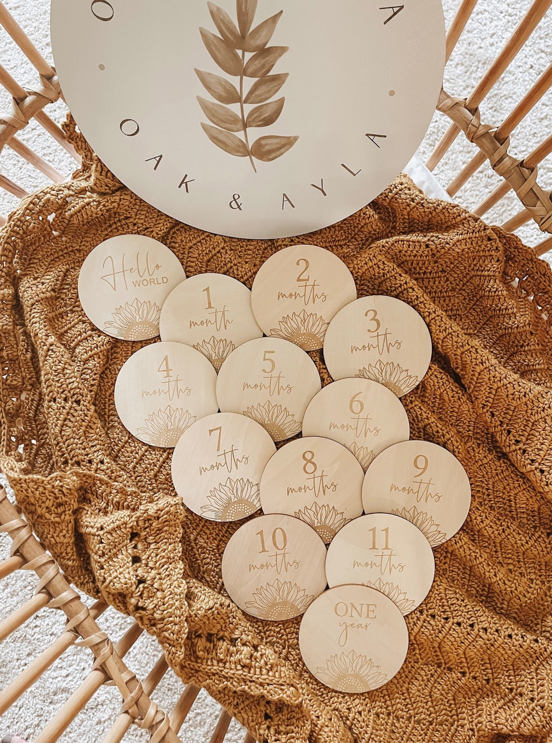 Wooden Milestone Disks Baby Milestone Disk Set Sunflower - Etsy