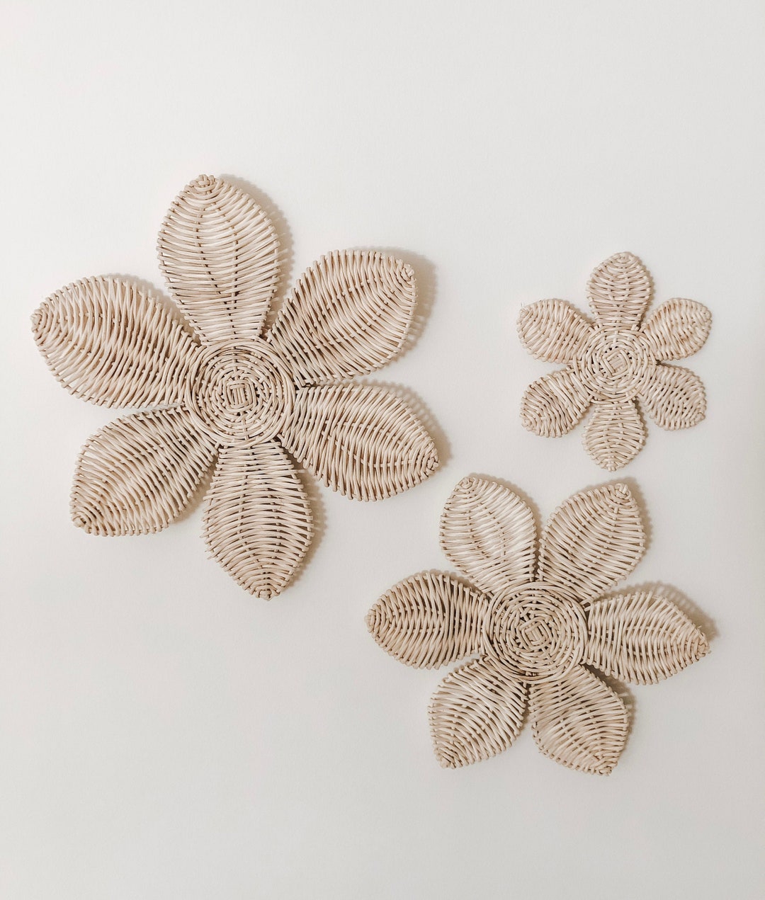 Rattan Wallflower Set of 3 Boho Nursery Decor Rattan Flower Girl ...