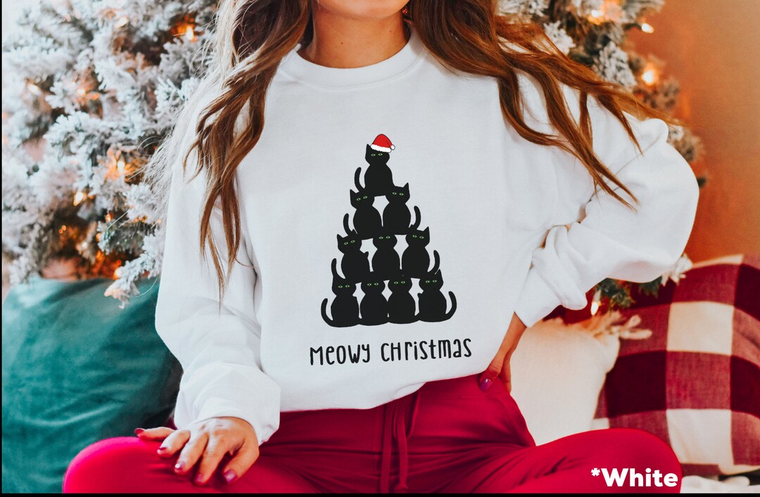 Meowy Christmas Sweater, Christmas Sweater, Long Sleeve Holiday Sweater ...