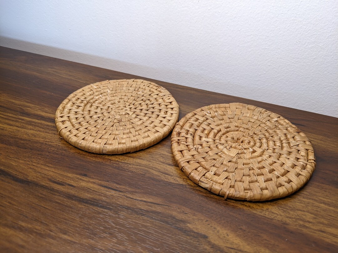 PAIR of Wicker Bohemian Coasters - Etsy