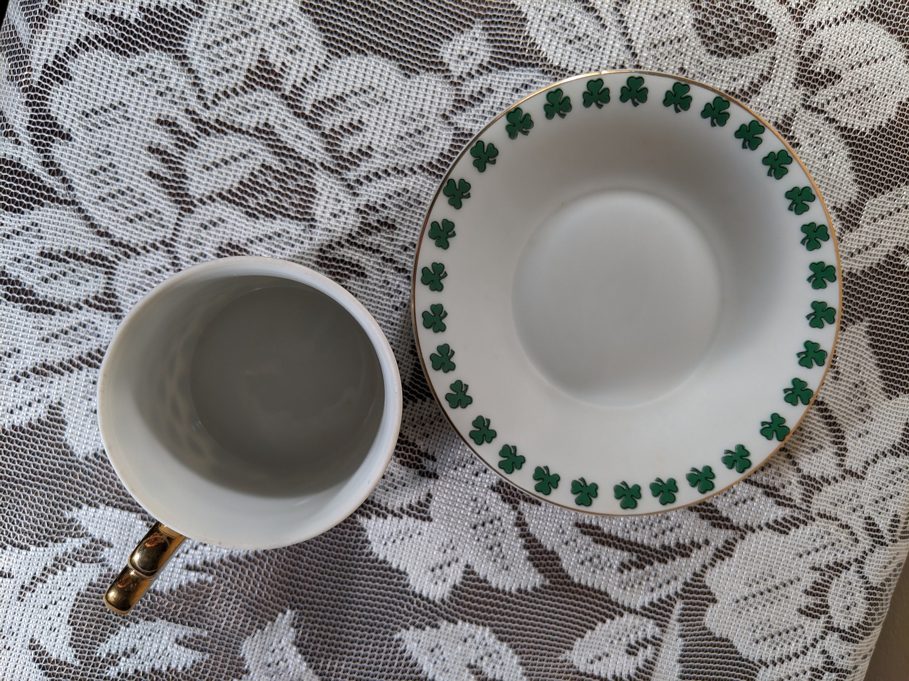 Repeating Shamrock Pattern Demitasse Cup with Gold Handle and | Etsy