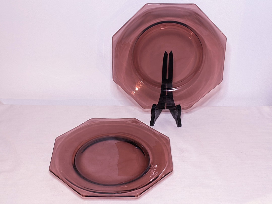 PAIR of Vintage Glass Hazel Atlas Purple 9.5 Plates, Octagonal Shape - Etsy