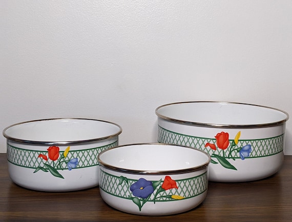 SET of 3 Vintage Regency Club Enamel Mixing Bowls Blue - Etsy