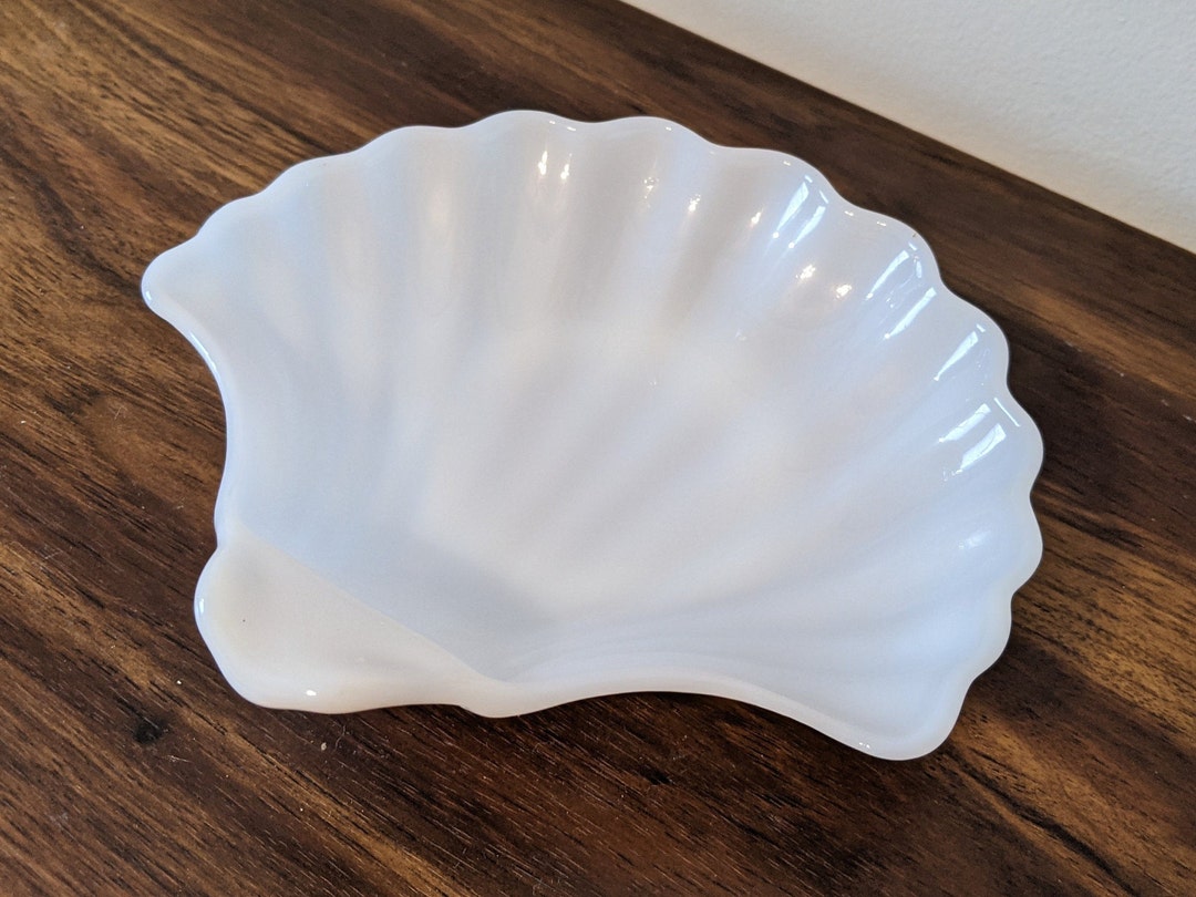 Milk Glass Sea Shell Shaped Trinket Dish Bowl - Etsy