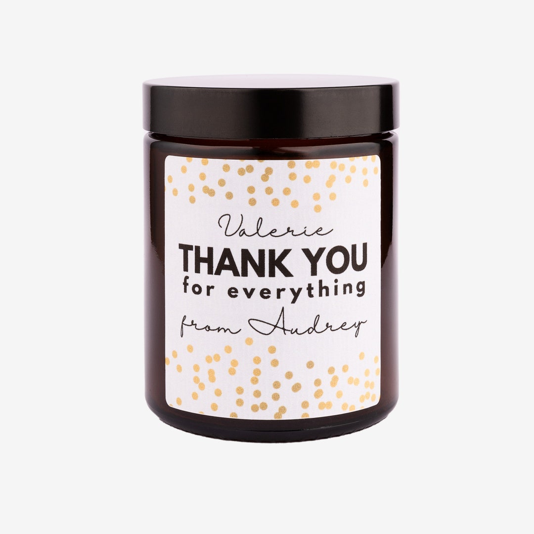 Thank You (gold Spots) Personalised Candle - Etsy