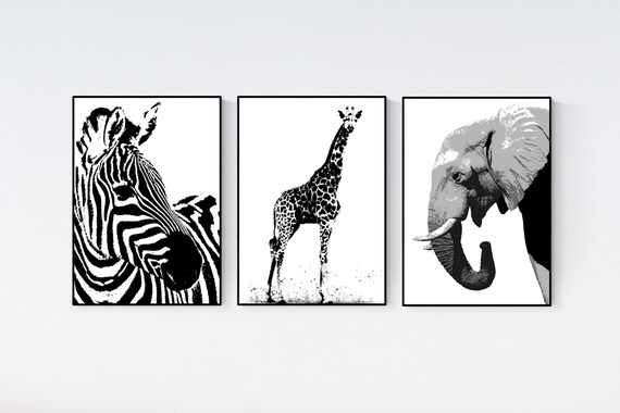 Set of 3 Safari Animals Printable Digital Download JPG | Etsy
