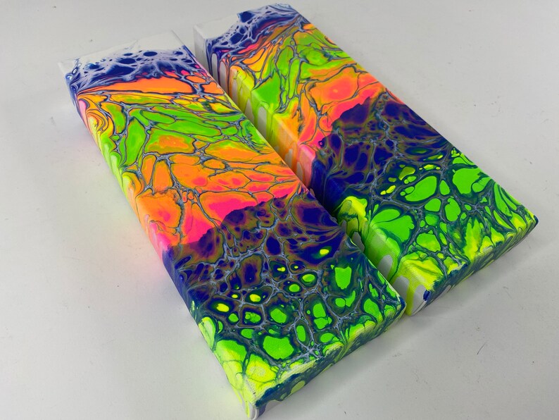 Vibrant NEON Rainbow Colors Original Pair of Wall Hanging - Etsy