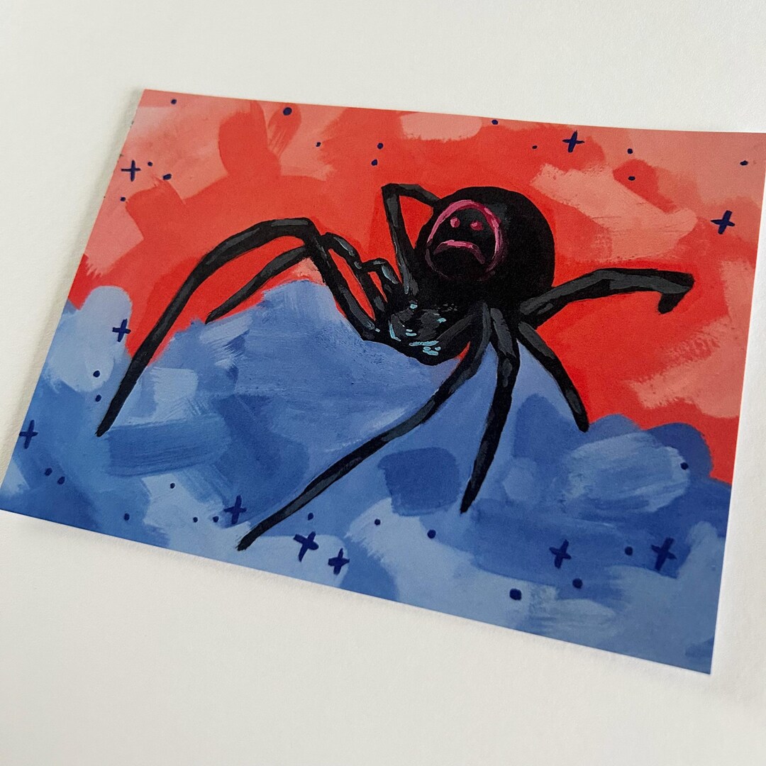 Smiley Spider Art Print | Whimsical Gouache Illustration | Cute Bug ...