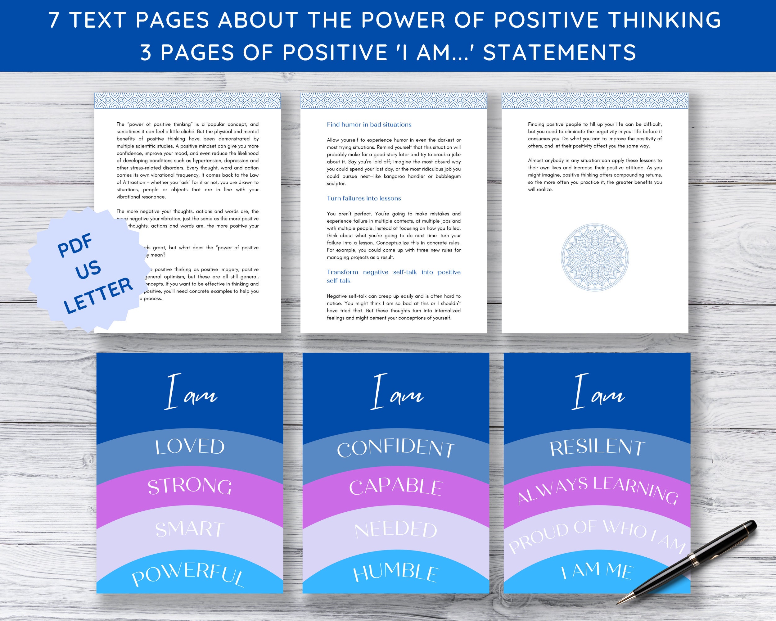 Positive Thinking Journal, Printable Positive Mindset Journal, Guided ...