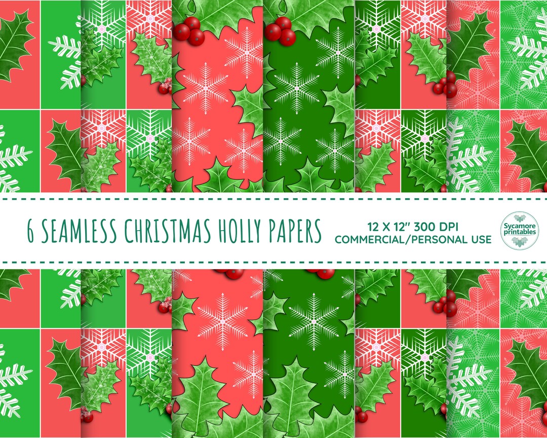 Seamless Christmas Digital Paper Pack, Christmas Holiday Patterns ...
