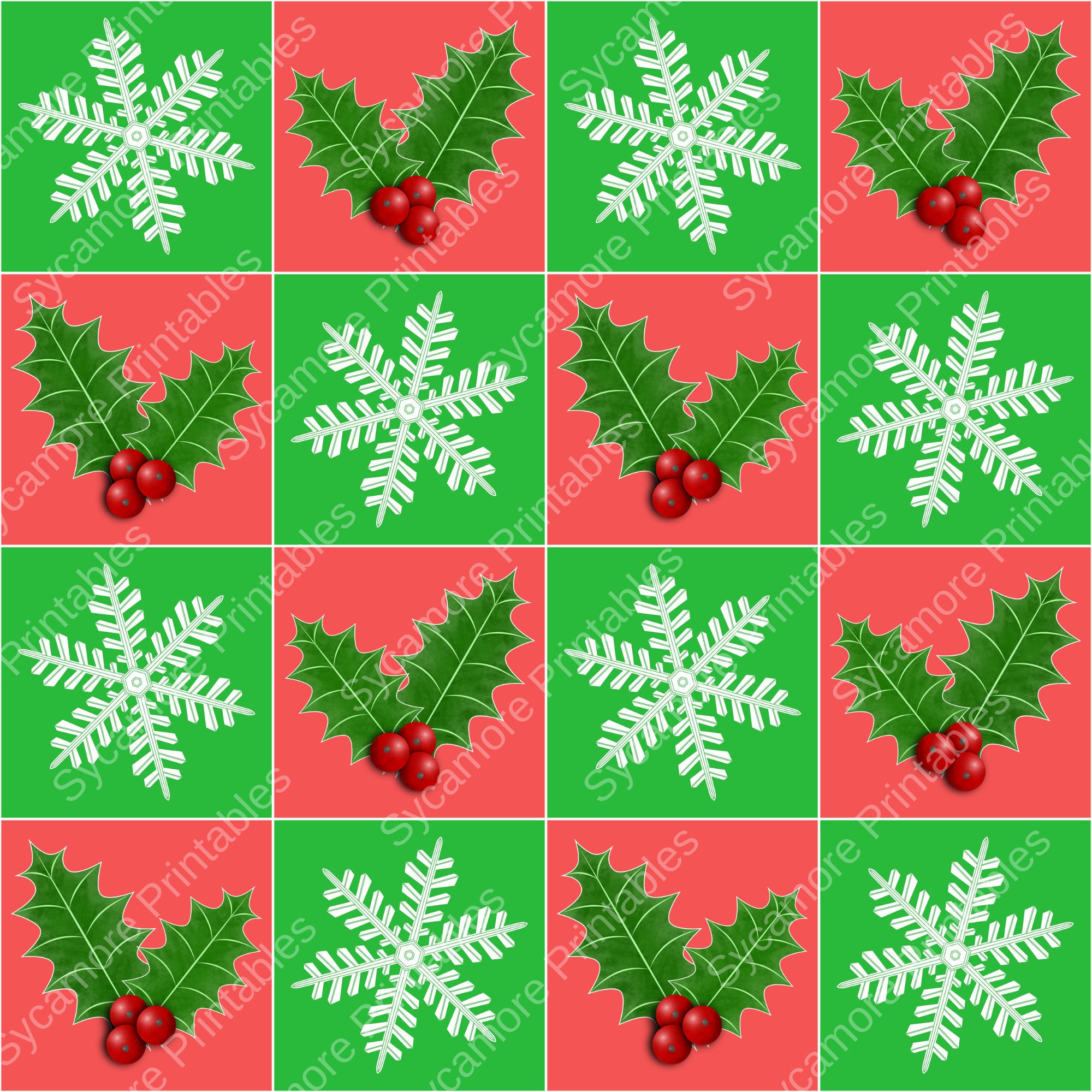 Seamless Christmas Digital Paper Pack, Christmas Holiday Patterns ...