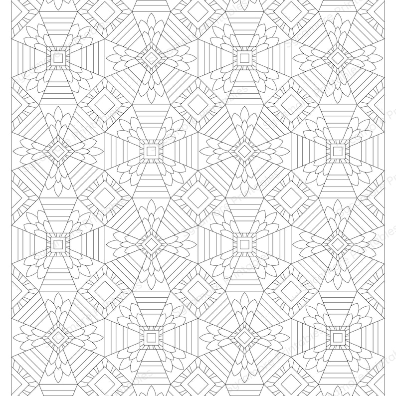 8 Geometric Pattern Colouring Pages, Commercial Use, Printable ...