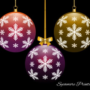 Christmas Baubles Clipart, Christmas Graphics, Snowflake Clipart ...