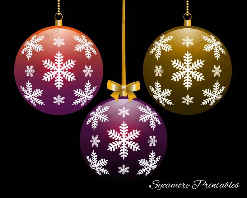 Christmas Baubles Clipart, Christmas Graphics, Snowflake Clipart ...