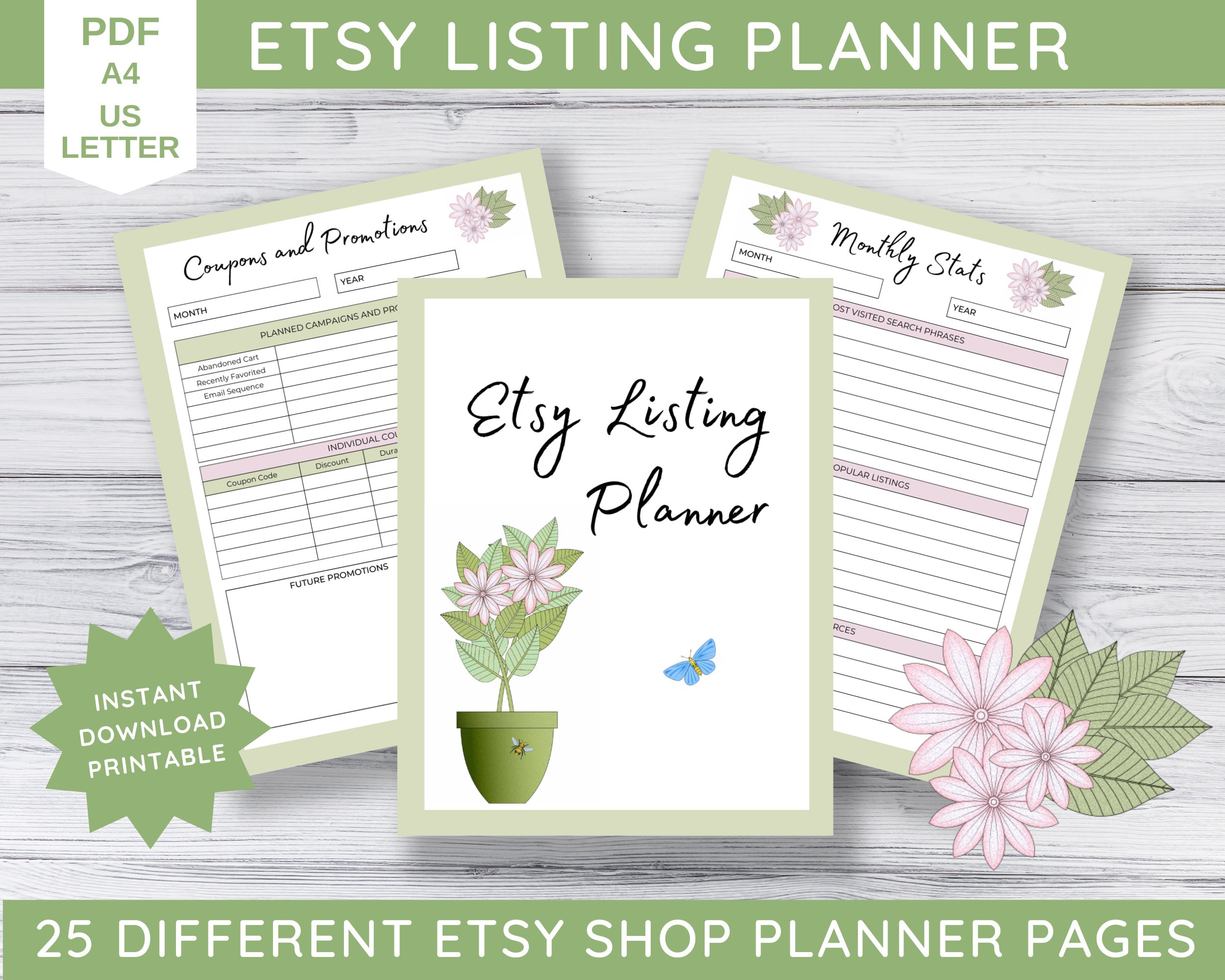 Etsy Listing Planner Printable, US Letter, A4, Etsy Shop Planner, Etsy Product Listing Planner ...