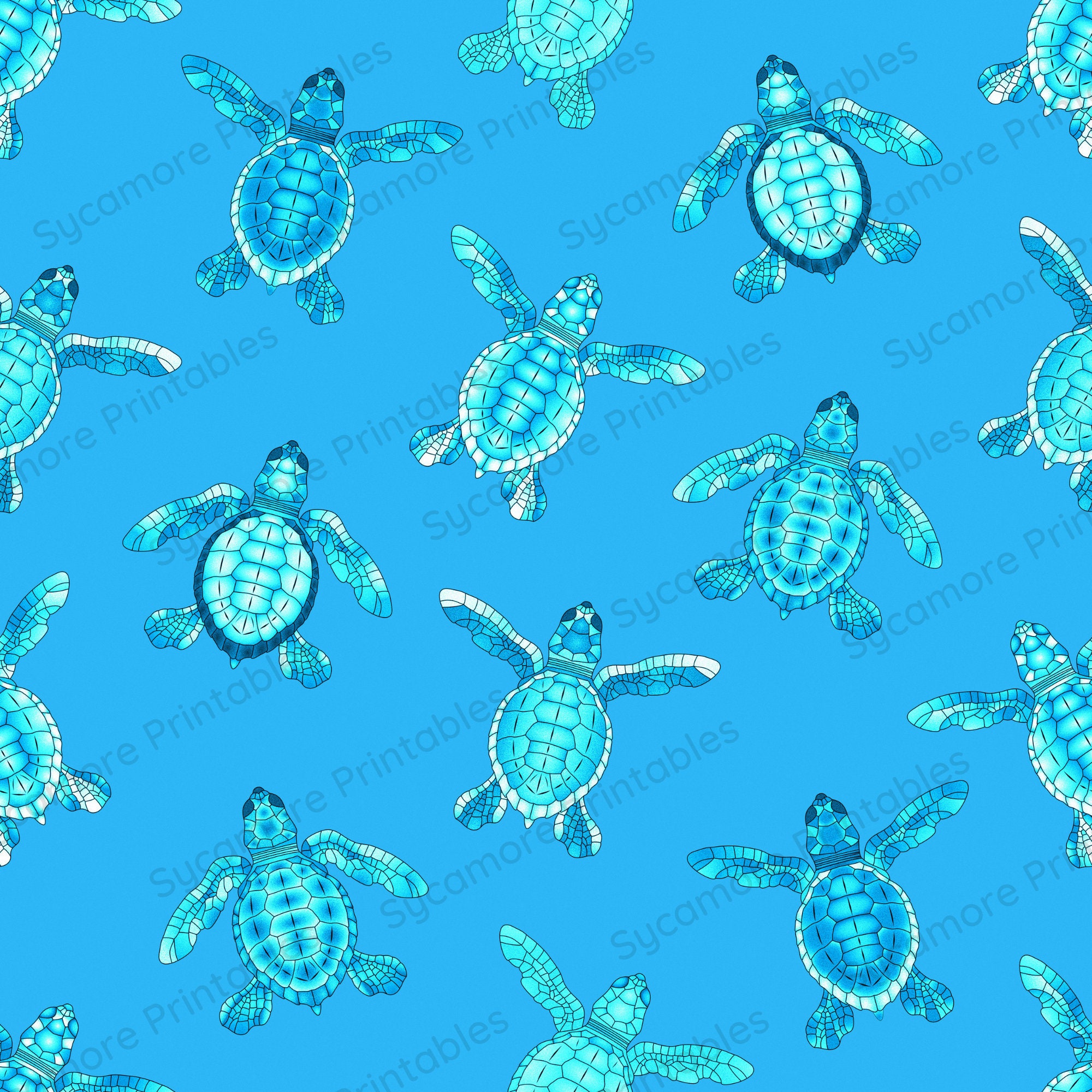Seamless Sea Turtle Digital Papers, Sea Turtle Pattern, Digital Paper ...