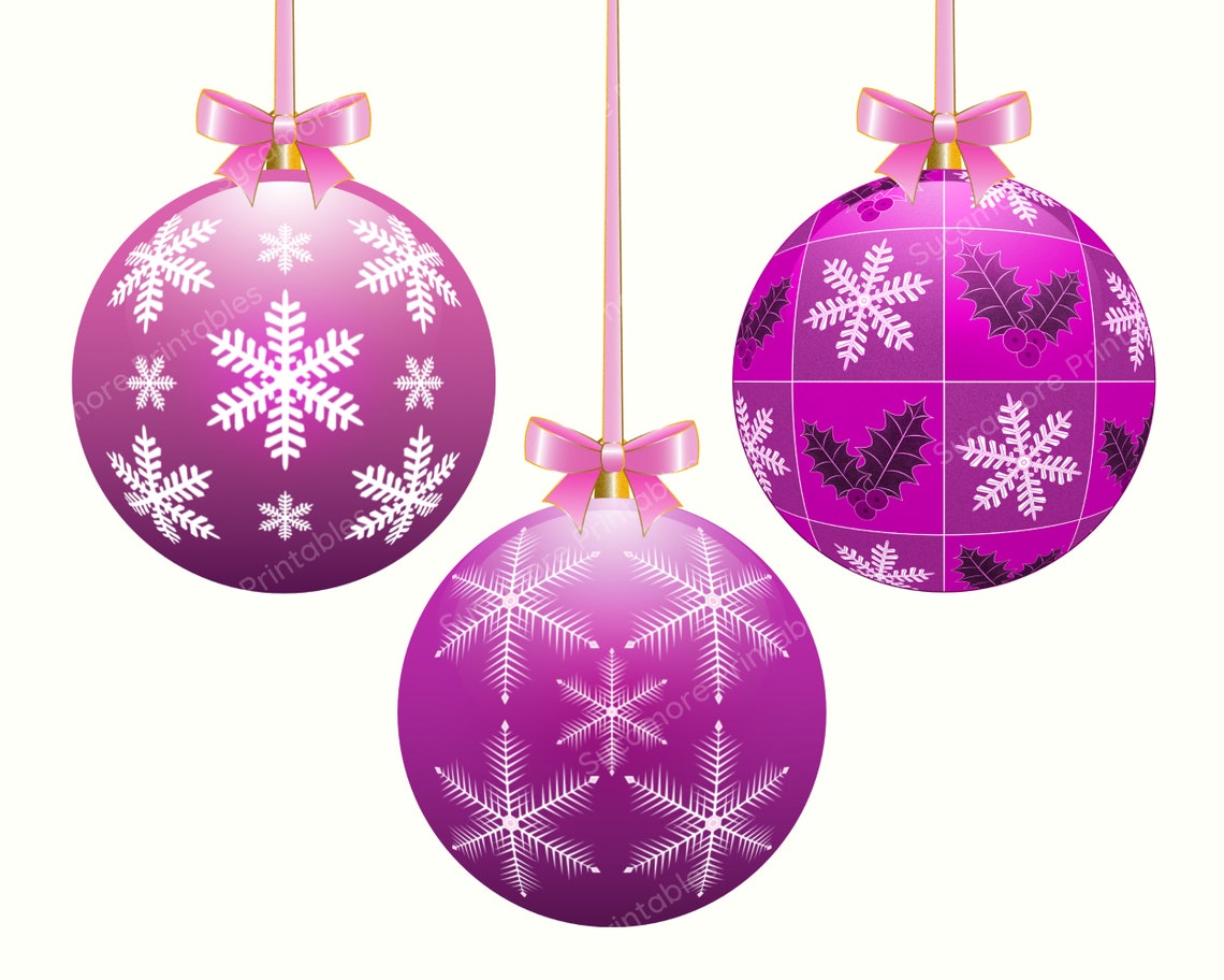Pink Christmas Clip Art Christmas Graphics Commercial Use - Etsy