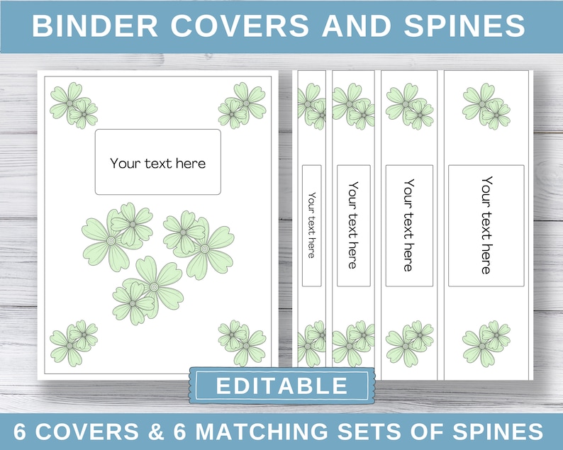 Floral Binder Covers and Spines, Editable in Canva, Printable Binder ...