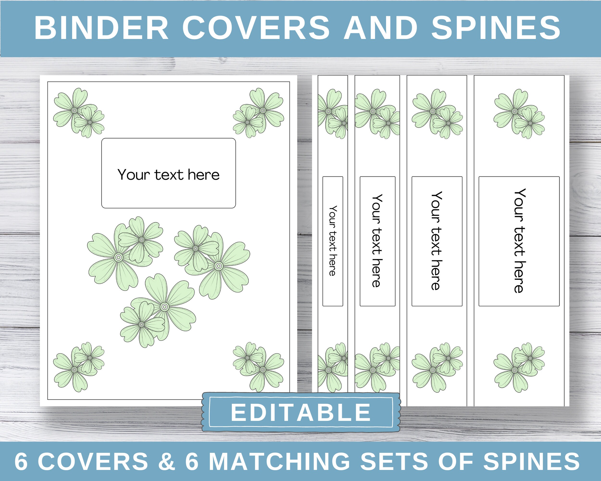 Floral Binder Covers and Spines, Editable in Canva, Printable Binder ...