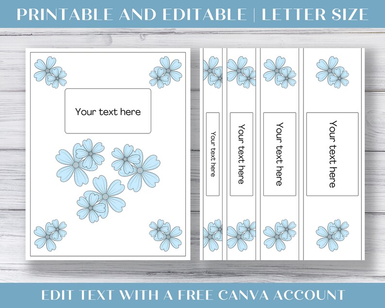 Floral Binder Covers and Spines, Editable in Canva, Printable Binder ...