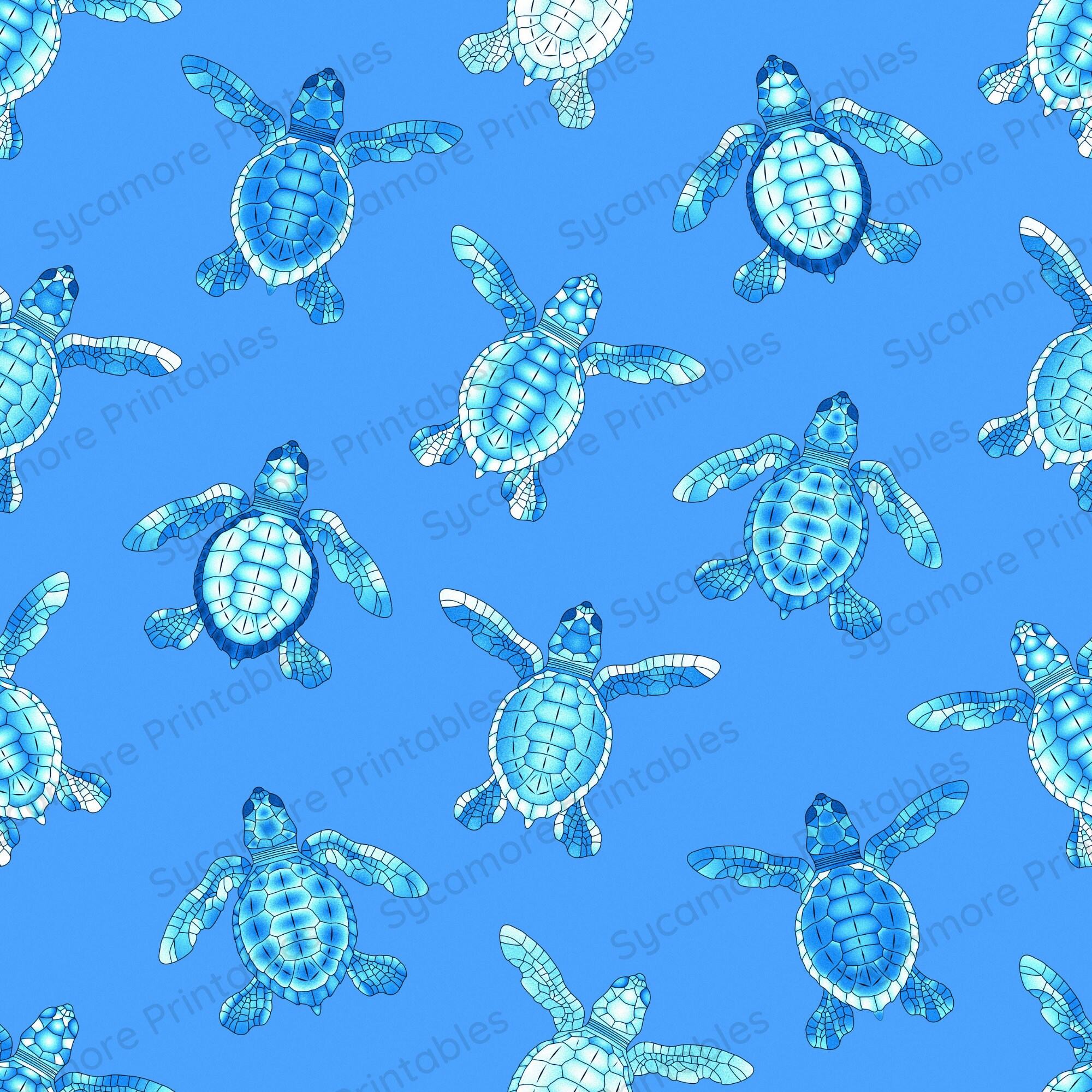 Seamless Sea Turtle Digital Papers, Sea Turtle Pattern, Digital Paper ...