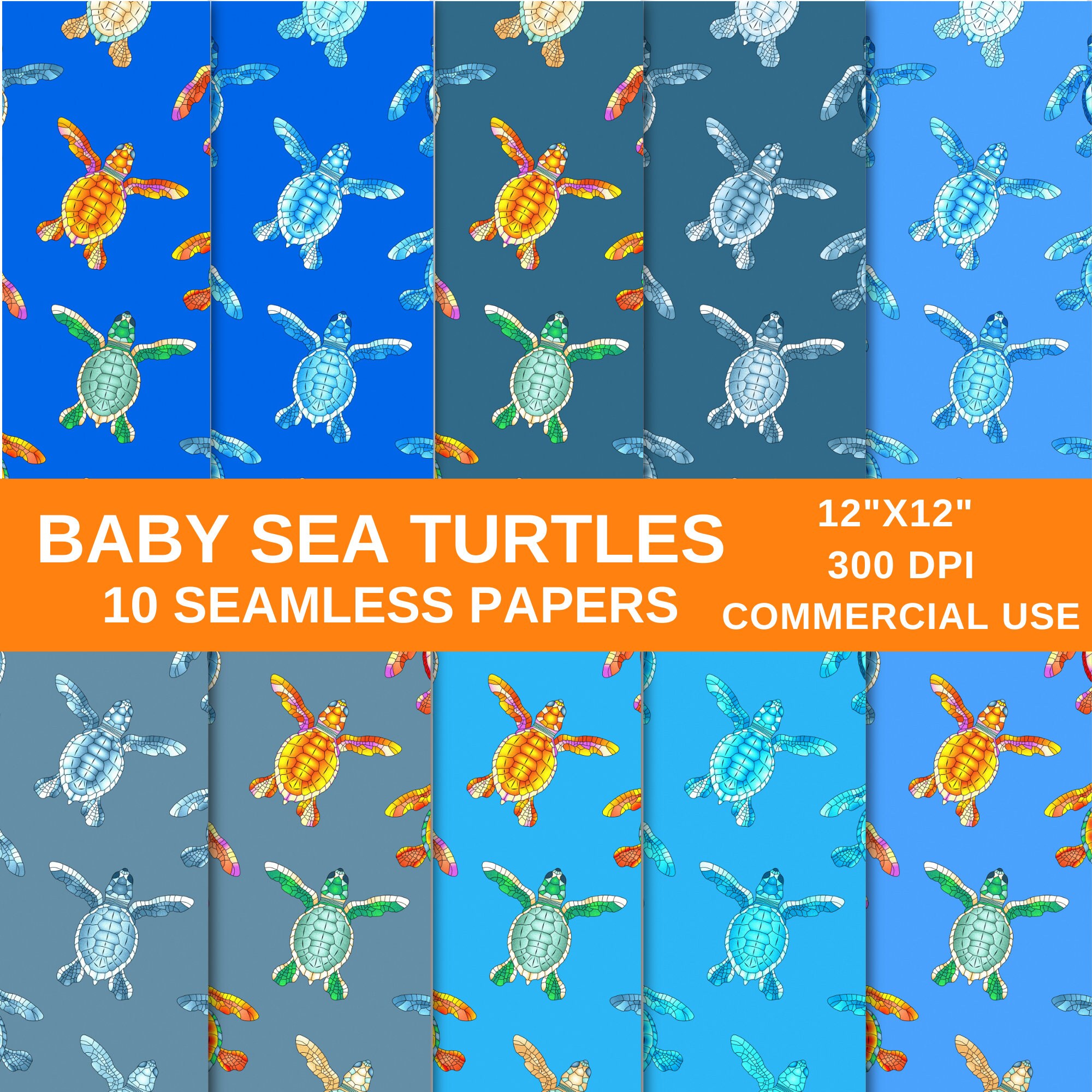 Seamless Sea Turtle Digital Papers, Sea Turtle Pattern, Digital Paper ...