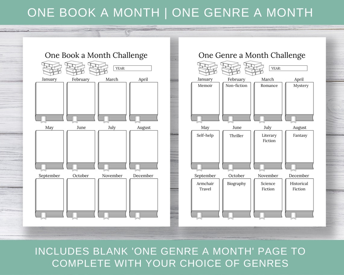 Printable Reading Challenges, US Letter, A4, Reading Tracker, 100 Books ...