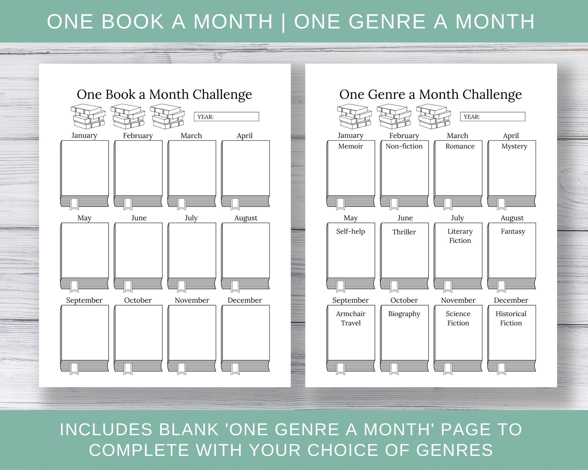 Printable Reading Challenges, US Letter, A4, Reading Tracker, 100 Books ...