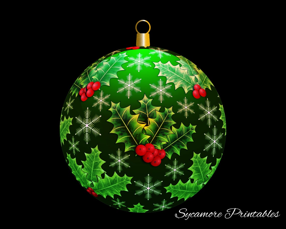 Christmas Baubles Clipart, Christmas Graphics, Holly Clipart, Digital ...