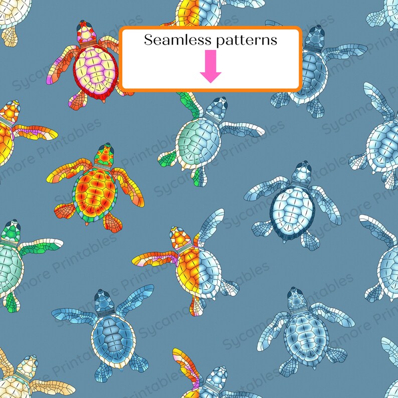 Seamless Sea Turtle Digital Papers Sea Turtle Pattern - Etsy